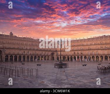 the beautiful and vibrant plaza mayor in the heart of Madrid during ...
