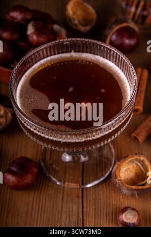Strong alcohol chestnut martini cocktail, autumn dark and spicy ...