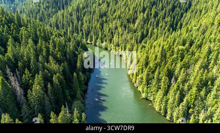 Aerial landscape with Red Lake - Romania, summer, spring Stock Photo ...