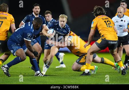 Murray McCallum Of Newcastle Red Bulls high tackles Tommy Reffell of ...
