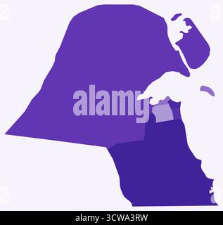 Simple flat Map of Kuwait with district borders Stock Vector Image ...