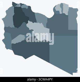 Map of Libya with regions. Just a simple country border map with region ...