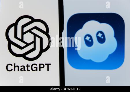 In this photo illustration, a Sora Chat GPT Open AI logo is seen ...
