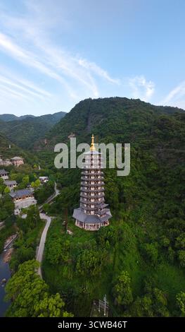 Aerial photography of Xiangtoushan Ping'an Mountain Vowel Ancient ...
