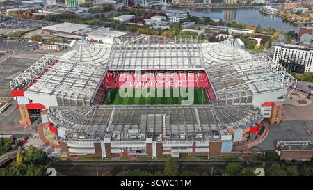 An aerial view of Old Trafford during the Premier League match ...