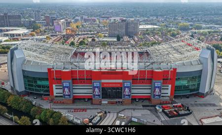 An aerial view of Old Trafford during the Premier League match ...