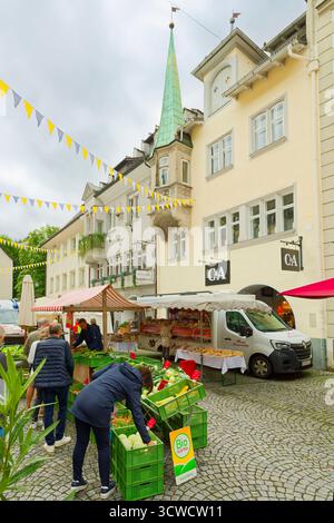 Fresh vegetables on gray van in a street of the island of Crete Stock ...