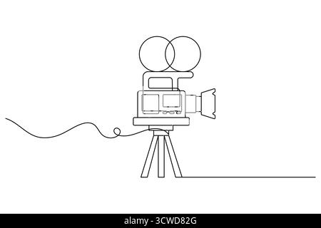 Video camera Continuous one line drawing of outline vector illustration ...