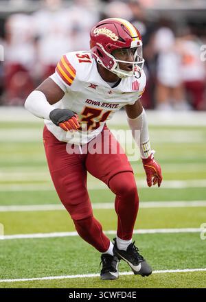 Iowa State defensive back Marcus Neal (31) celebrates with teammates on ...