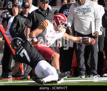 Iowa State tight end Benjamin Brahmer (18) reacts after scoring a ...