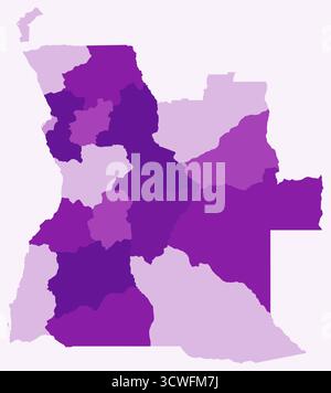 Map of Angola with regions. Just a simple country border map with ...