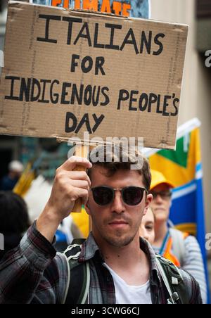 Indigenous people march during the annual "Acampamento Terra Livre," or ...