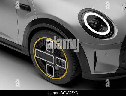 Gray colored modern electric hatchbag front right half-view render on ...