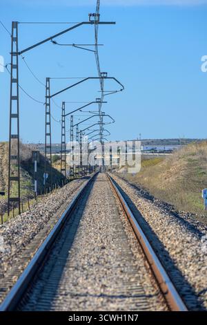 Electrified railway tracks Stock Photo - Alamy