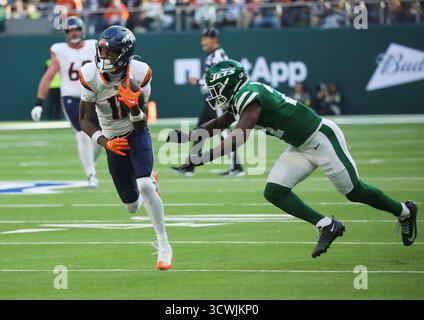 Denver Broncos wide receiver Troy Franklin (11) reacts against the ...