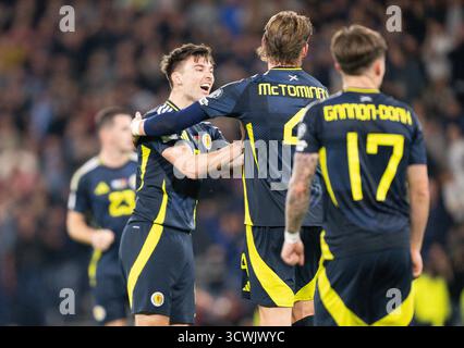 Scotland's Kieran Tierney celebrates scoring his sides third goal with ...