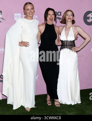 Malin Akerman, left, and Katie Lowes arrive at the 2025 Baby2Baby gala ...