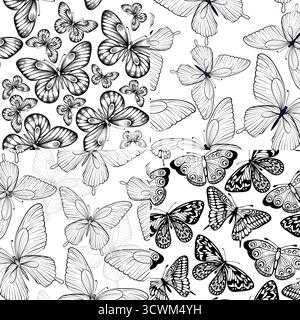 Etching insect pattern seamless black Stock Vector Image & Art - Alamy