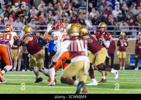 Boston College quarterback Dylan Lonergan (9) during an NCAA college ...