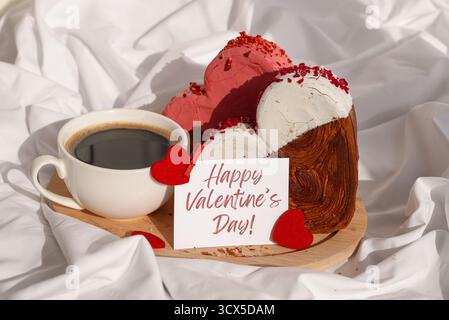 Happy Valentine's Day wishes saying caption on greeting card Coffee ...