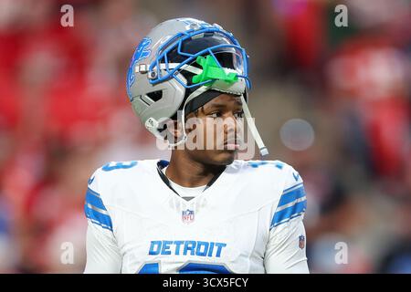 Detroit Lions wide receiver Dominic Lovett looks on during pre-game ...