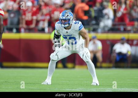Detroit Lions linebacker Trevor Nowaske (53) rushes during an NFL ...