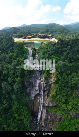 Aerial photography of Yanxiang Ancient Temple in Luofu Mountain Scenic ...