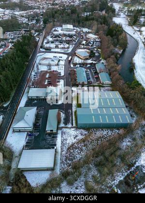 Aerial view in Wintertime of Cavalry Park Industrial Estate, Peebles ...
