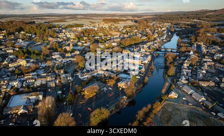 Aerial views overlooking the town of Newton Stewart, Scotland Stock ...