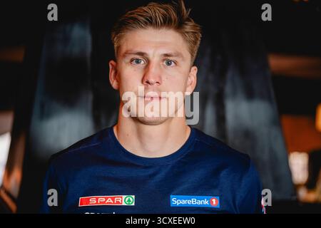 Oslo 20251014. Erik Valnes at the press conference for the men's cross ...