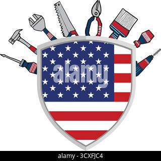 shield with usa flag Stock Vector Image & Art - Alamy