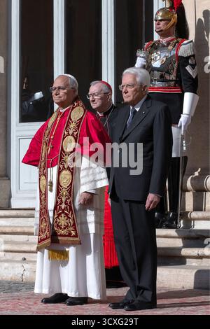 Pope Leo XIV stands in front of a painting depicting the Virgin of ...