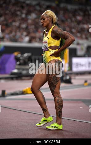 Shericka Jackson of Jamaica competing in the 200m heats on day 5 at the ...