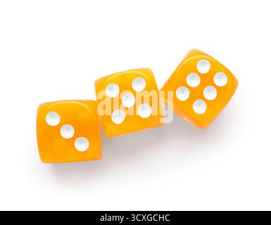 White game dices on orange background Stock Photo - Alamy