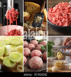 Minced mashed food texture. Different types of forcemeat isolated on ...