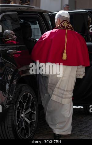 Pope Leo XIV leaves at the end of his weekly general audience in St ...