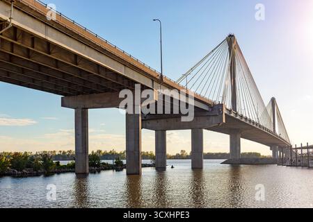panorama of the Clark Bridge, a cable-stayed bridge across the ...