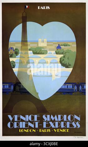 Vintage Venice Simplon Orient Express train poster, London, Paris ...