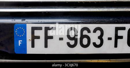 French license plate; vehicle registration number. France number plate ...
