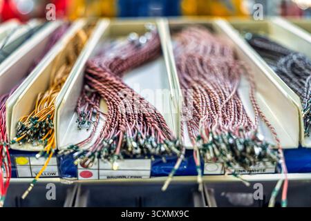 rack drawers with cables and connectors, factory automotive electric ...