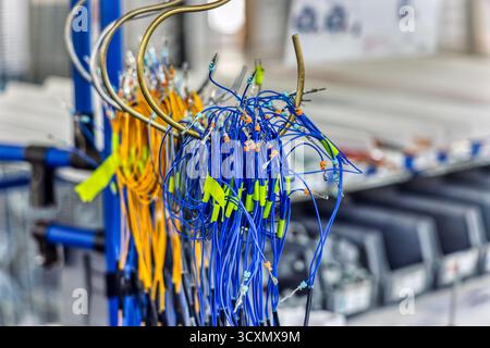 rack drawers with cables and connectors, factory automotive electric ...