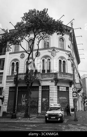 A grayscale shot of an abandoned building Stock Photo - Alamy