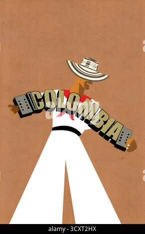 A gorgeous vintage travel poster for Colombia Stock Photo - Alamy