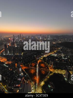 Aerial photography of Luofang Interchange at Luohu Sports Center in ...