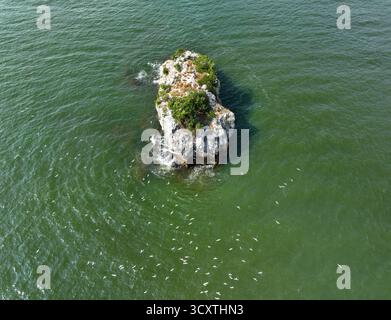 Aerial photography of Pigeon Island, Fengchi Island, Jinhai Bay ...
