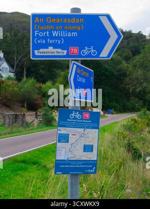 Scotland, national cycle route 78 beside Loch Linnhe west coast of ...