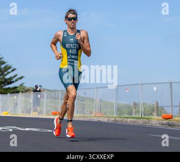 Brayden Mercer, of Australia, at the 2025 World Triathlon Cup Napier ...