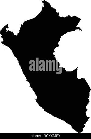 Peru Map. Peruvian Country Map. Black and White National Nation ...