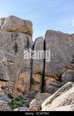 A natural landscape view in Manzanares el Real at sunset in Spain Stock ...
