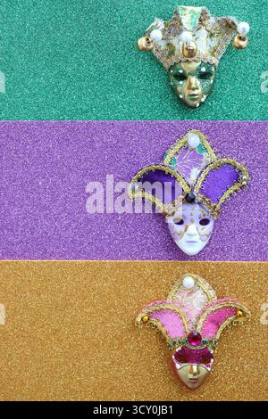 Set of different carnival masks on white background Stock Photo - Alamy